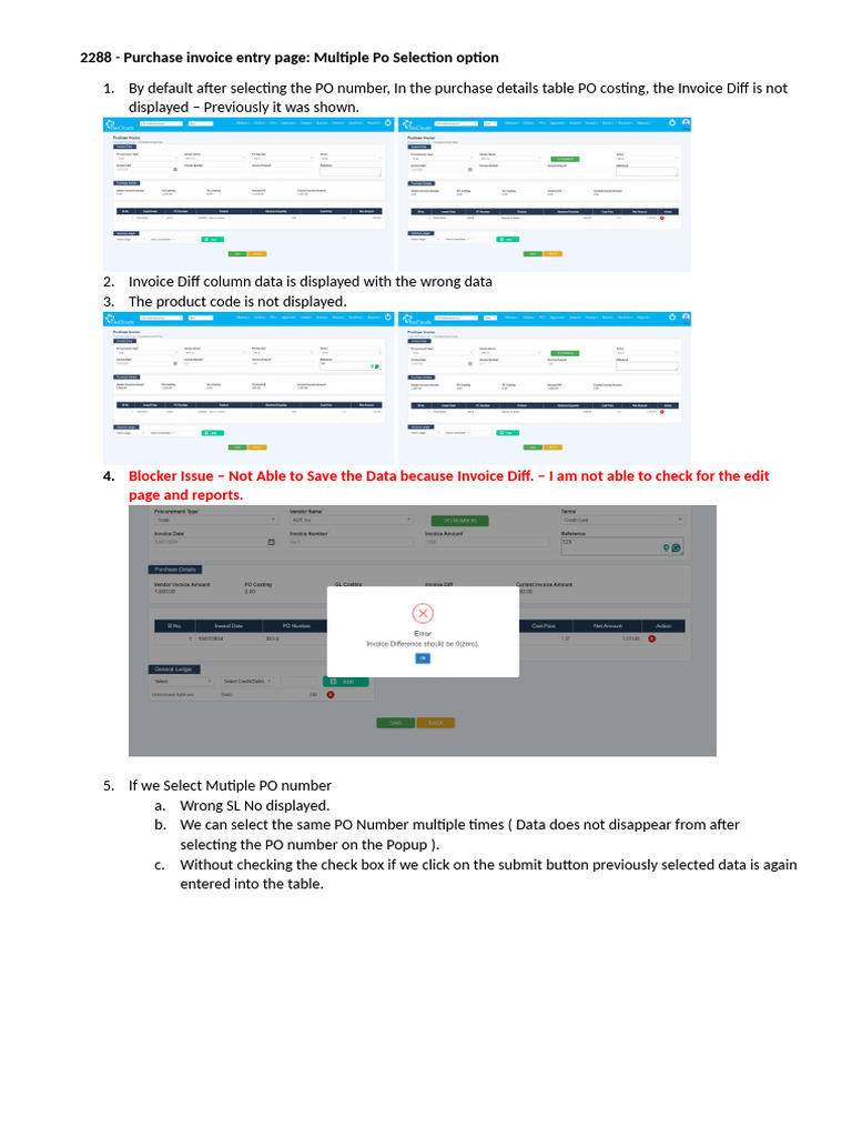 2288 Purchase Invoice Entry Page: Multiple Po Selection Option | PDF