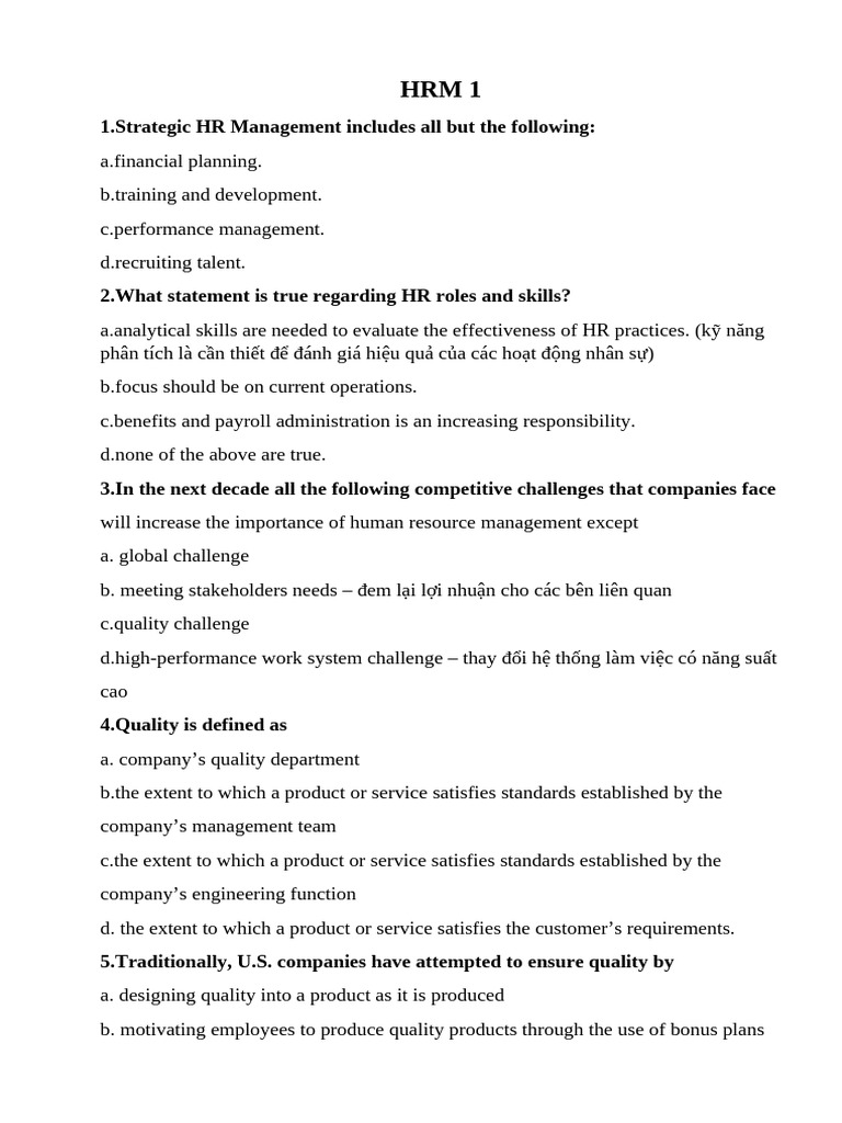 HRM 1 | PDF | Strategic Management | Goal