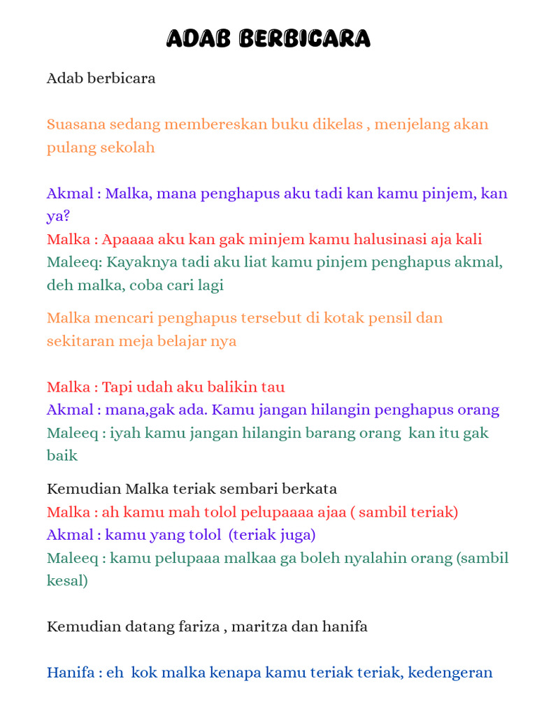 Percakapan Adab Berbicara | PDF