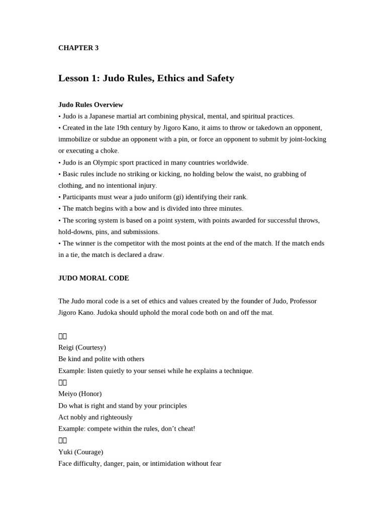 Judo Rules Overview | PDF