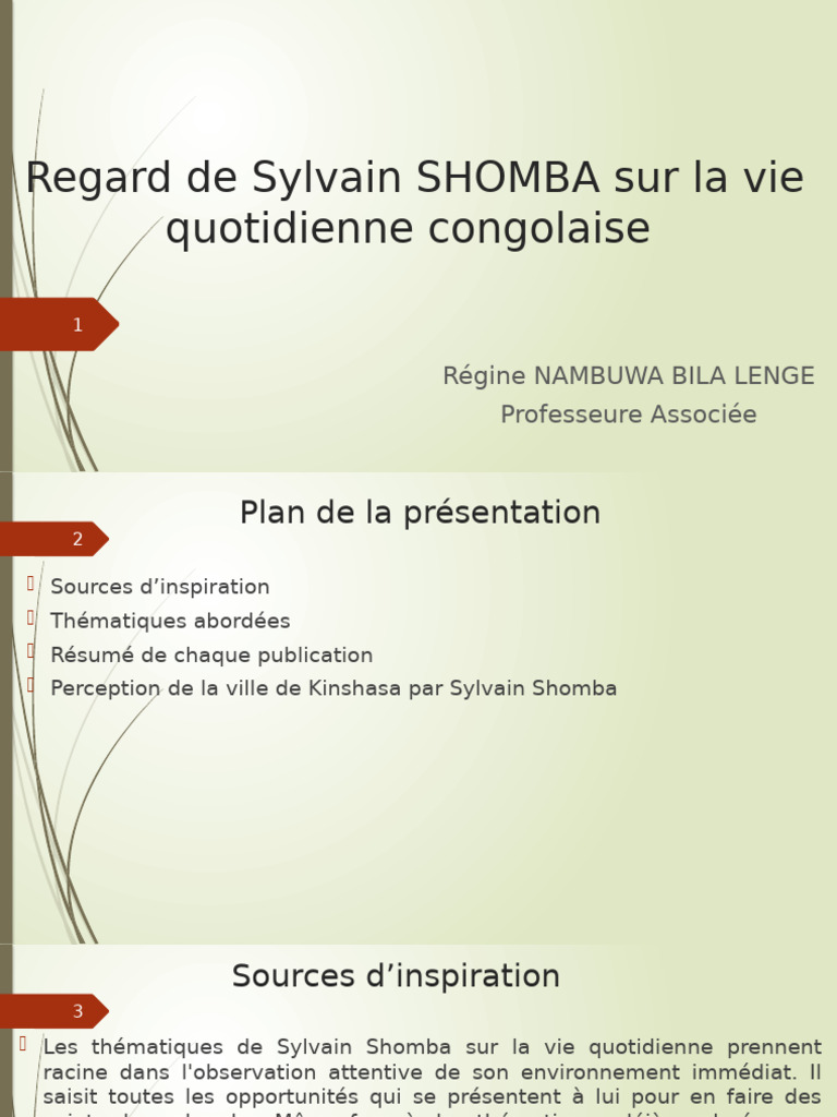 Regard de Sylvain SHOMBA Sur La Vie Quotidienne | PDF