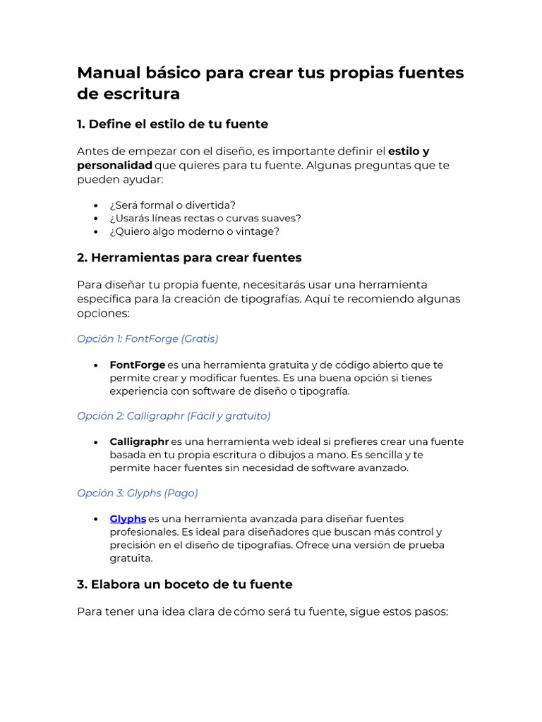 Manual básico para crear tus propias fuentes de escritura | PDF