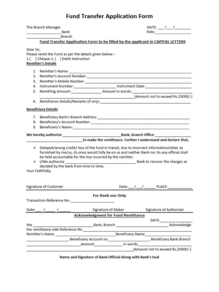 PDF - Fund Transfer Forms - Fund Transfer Form DSB English Updated | PDF