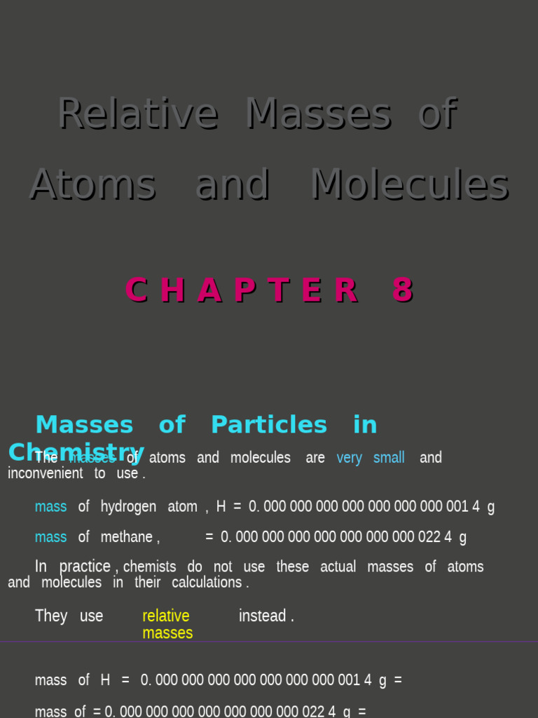 8 Relative Masses of Atoms and Molecules New | PDF