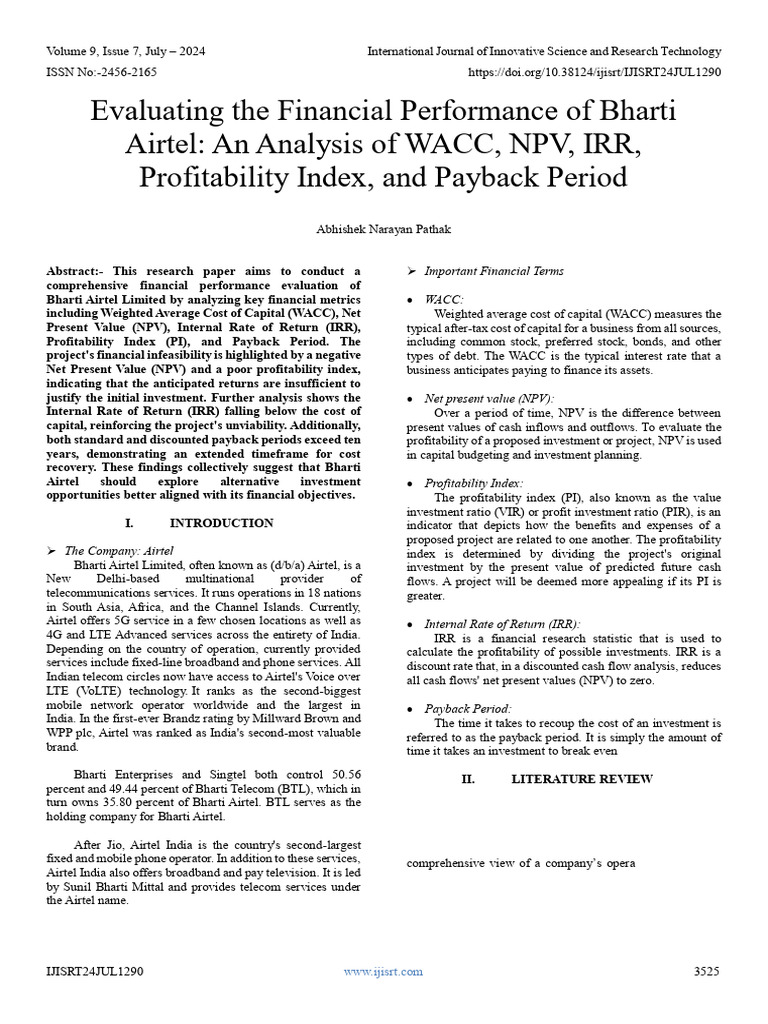 Evaluating The Financial Performance of Bharti Airtel: An Analysis of ...
