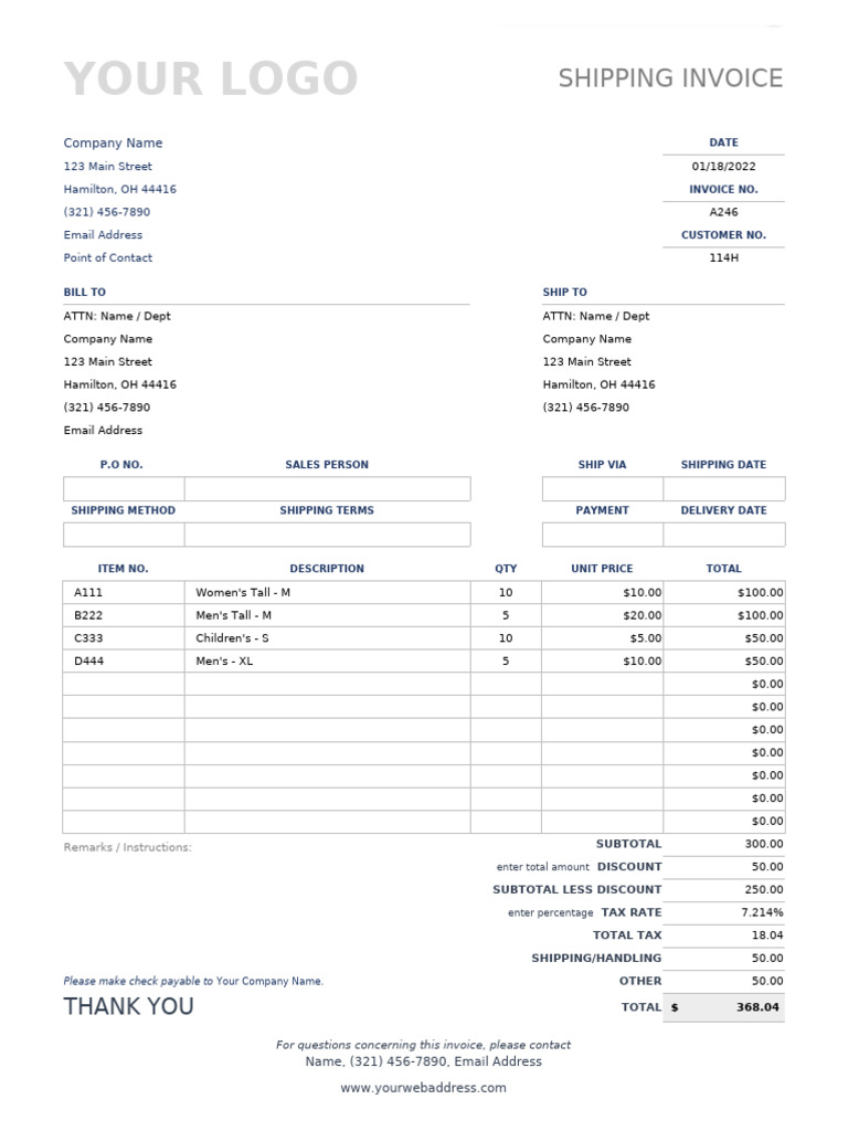 IC Shipping Invoice 9308 | PDF