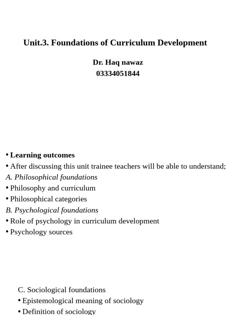 unit 3 Foundations of Curriculum Development - Copy | PDF