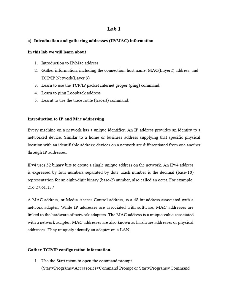 Lab 1 To 4 | PDF | Computer Network | Ip Address