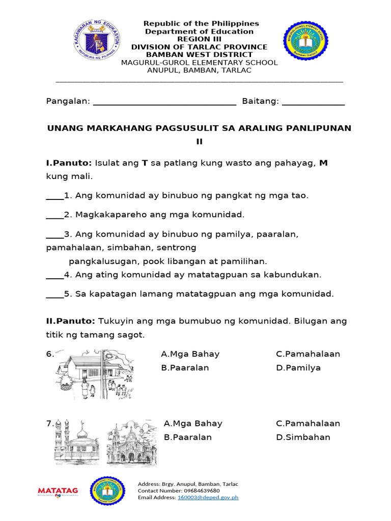 Grade 2 - AP - PT Done | PDF | Philippines | Social Science