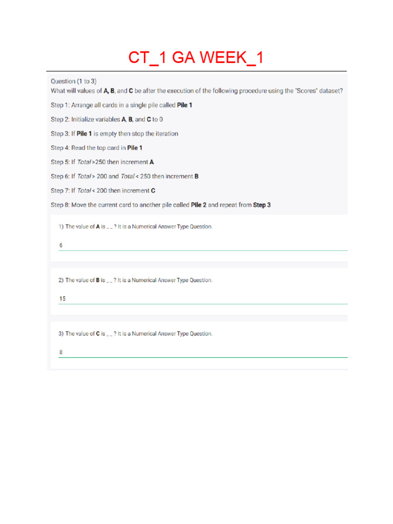 CT - 1 Ga Week - 1 | PDF