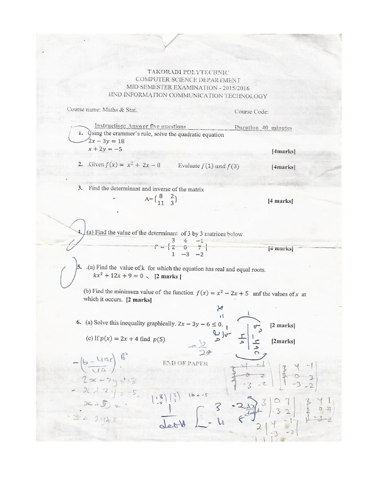 Public - Questionfiles - HND - Level100 - Regular - Secondsem - Midsem - Math and Stats 2015 ...