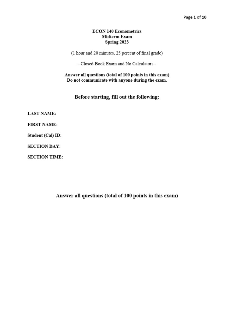 Midterm 2023 Solutions | PDF