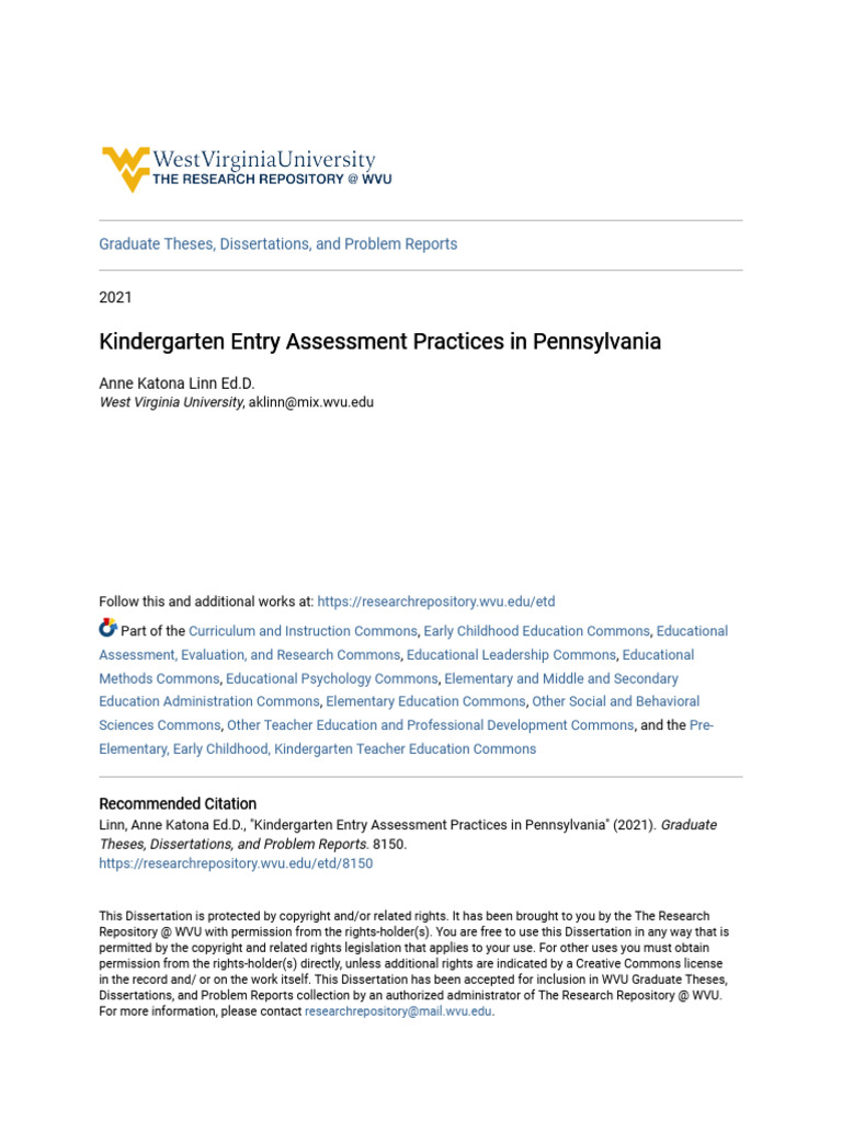 Kindergarten Entry Assessment Practices in Pennsylvania | PDF