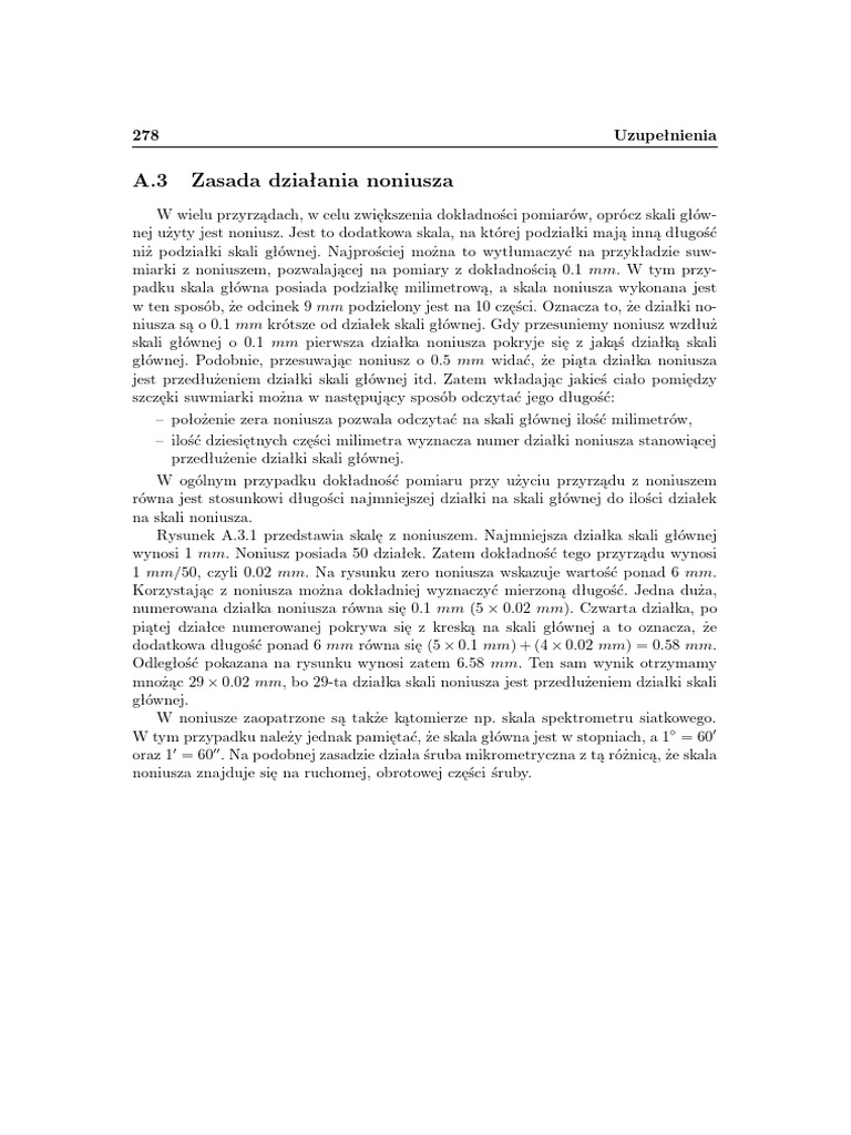 Zasada Działania Noniusza | PDF