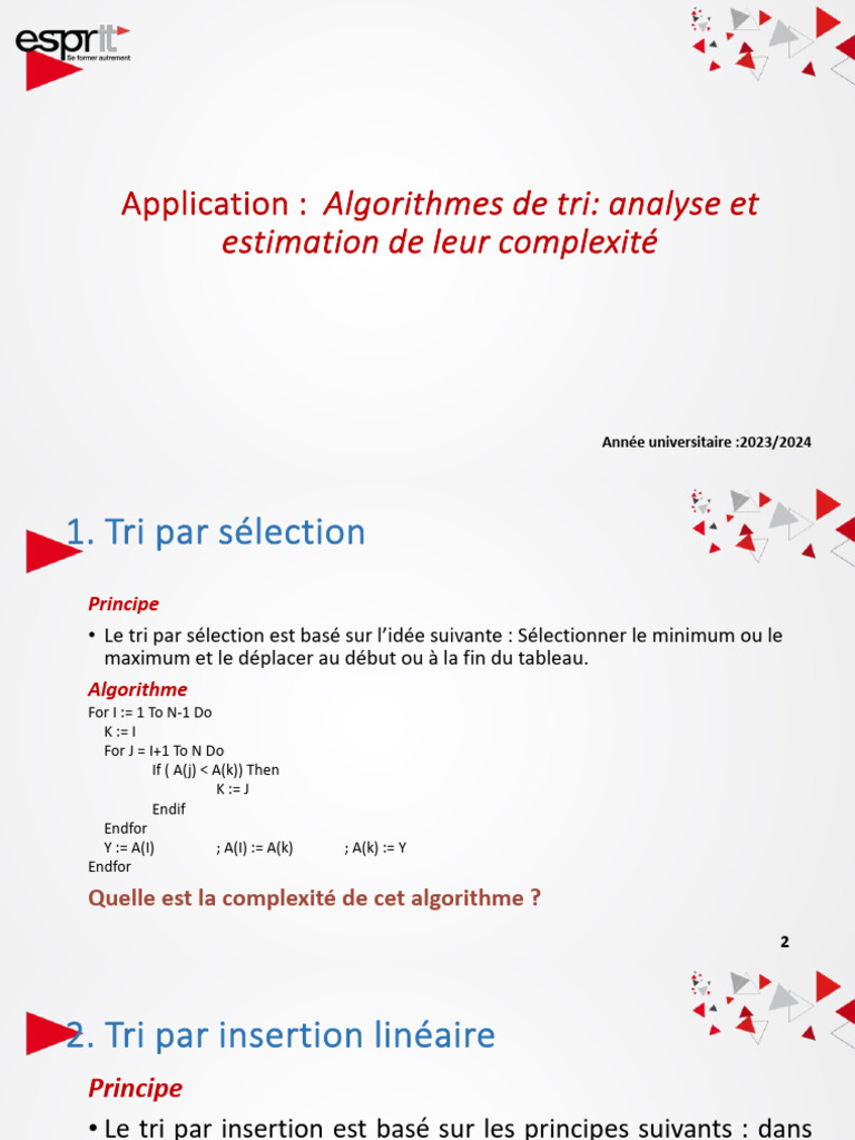 Application - Algorithmes de Tri | PDF | Programmation informatique ...