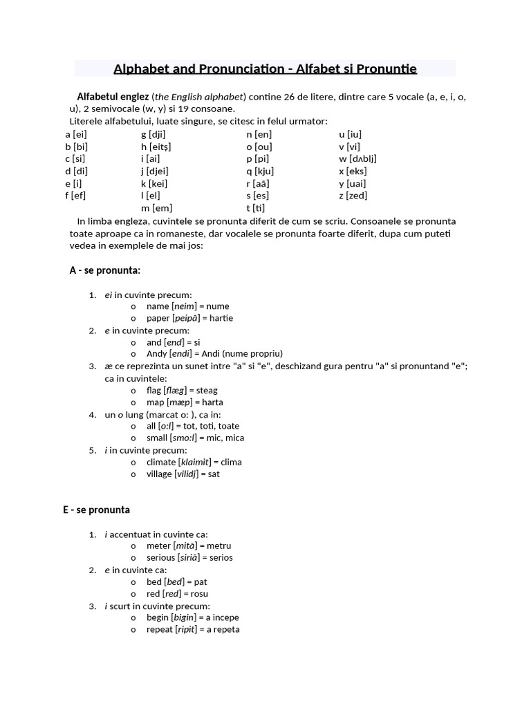Alphabet and Pronunciation | PDF
