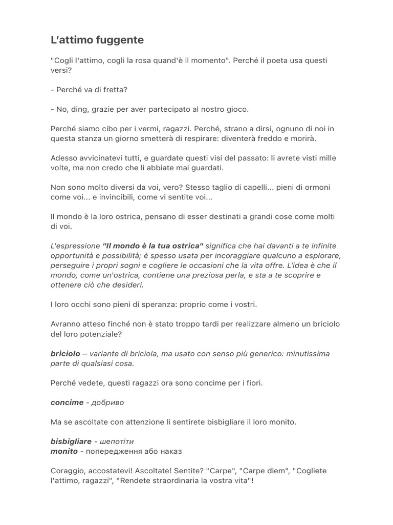 L'attimo Fuggente | PDF