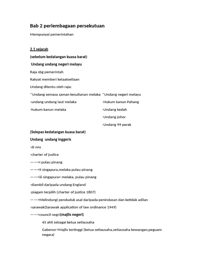 Bab2 Lembagaan Persekutuan | PDF