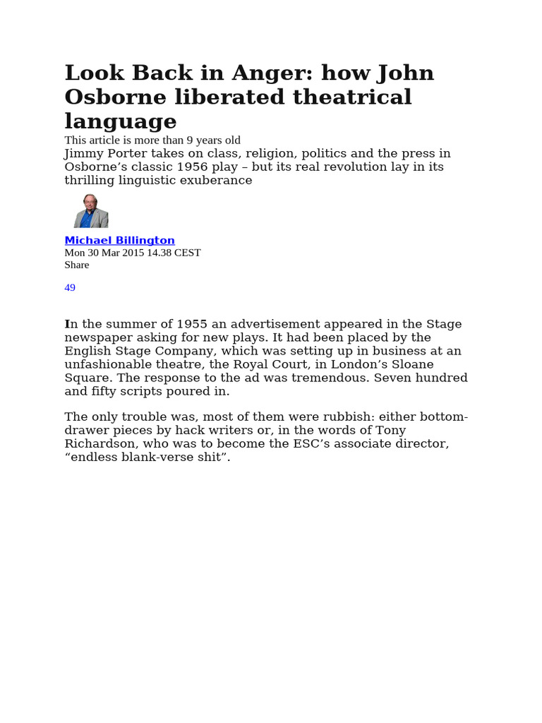 The guardian article _ look back anger | PDF