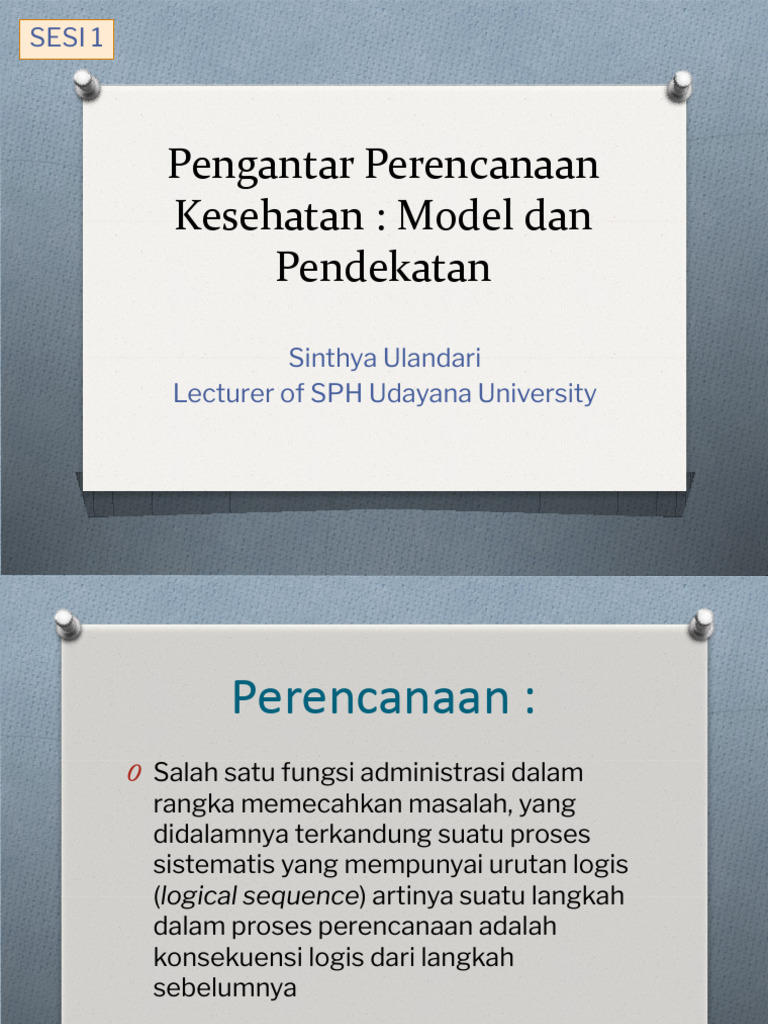 Sesi 1 - Pengantar Perencanaan Dan Evaluasi Kesehatan | PDF