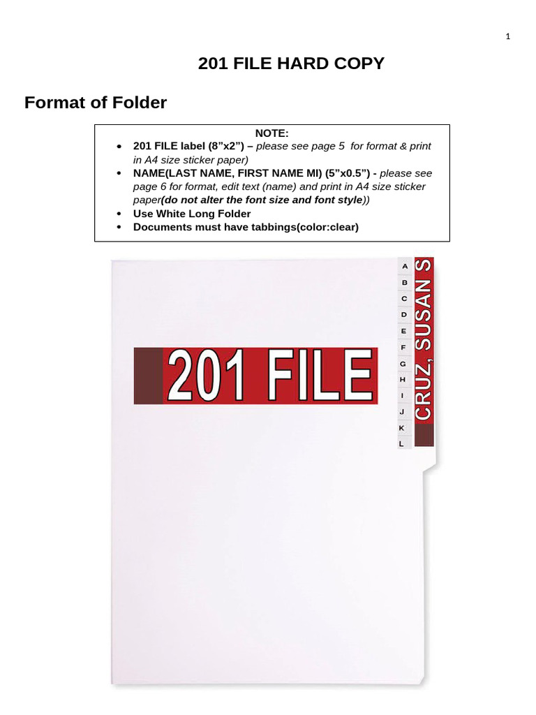 201 Format, Table of Contents, Label | PDF