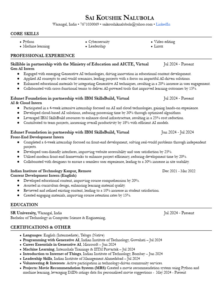 Resume Final | PDF