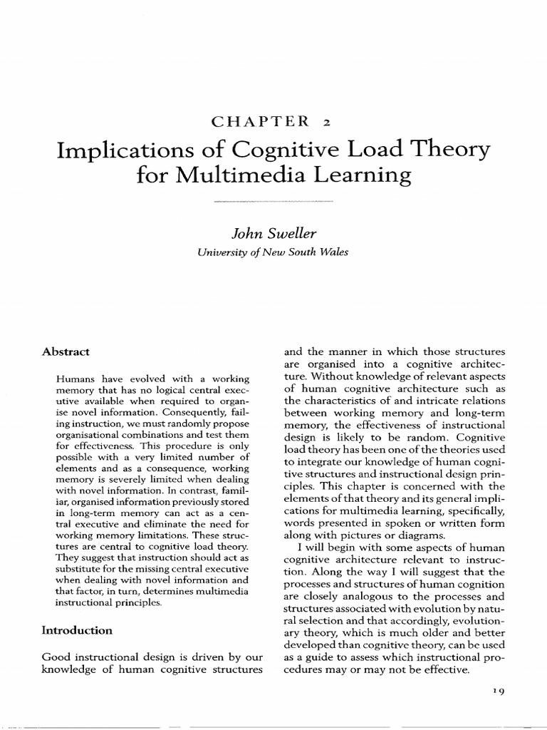 Sweller, 2005 Cap 02 Implications of Cognitive Load Theory | PDF