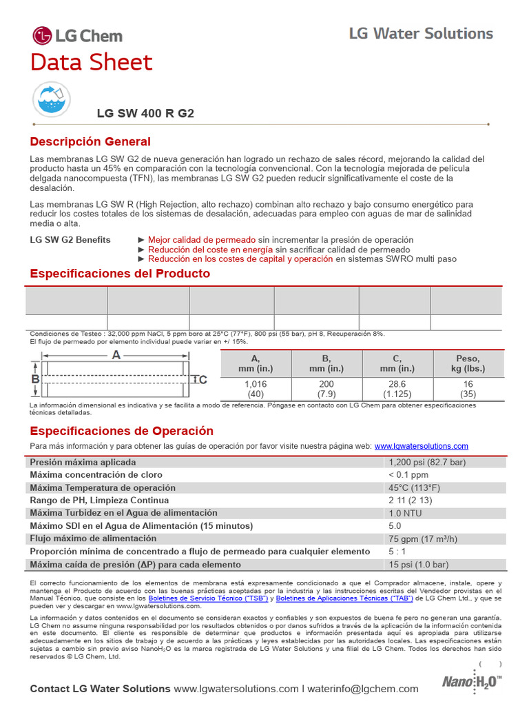 Datasheet_LG_SW_400_R_G2_ESP | PDF