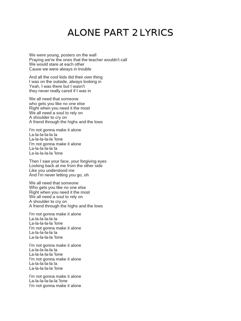Alone Part 2 Lyrics | PDF