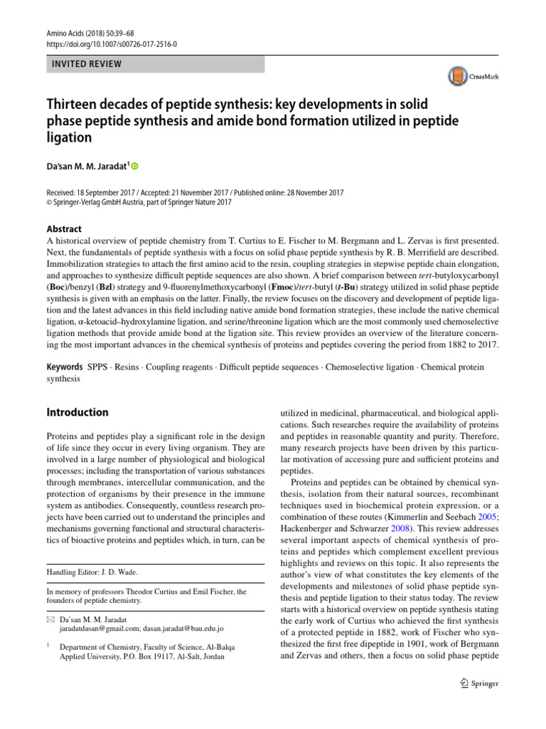 Thirteen Decades of Peptide Synthesis | PDF