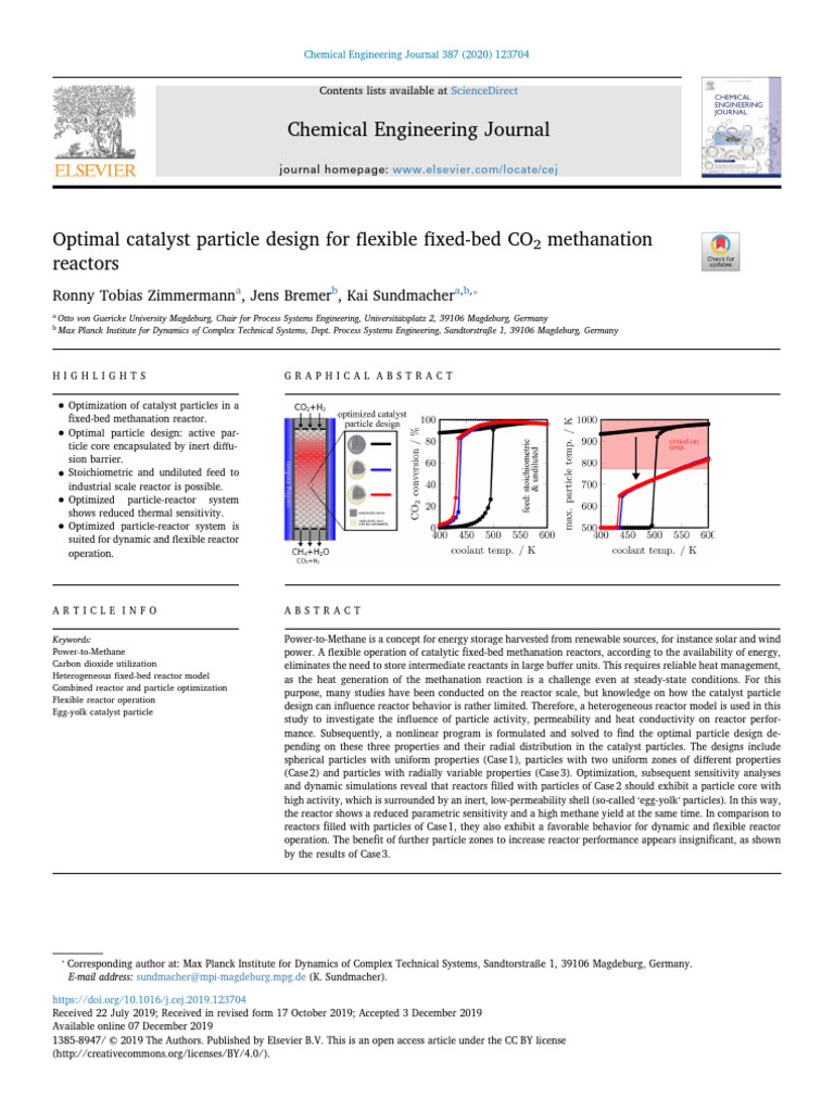 Optimal Catalyst Design for CO2 Methanation | PDF | Chemical Reactor ...