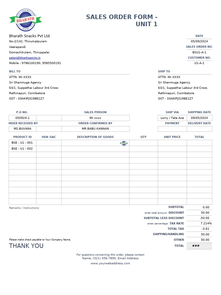 Sales Order - Unit 2 | PDF