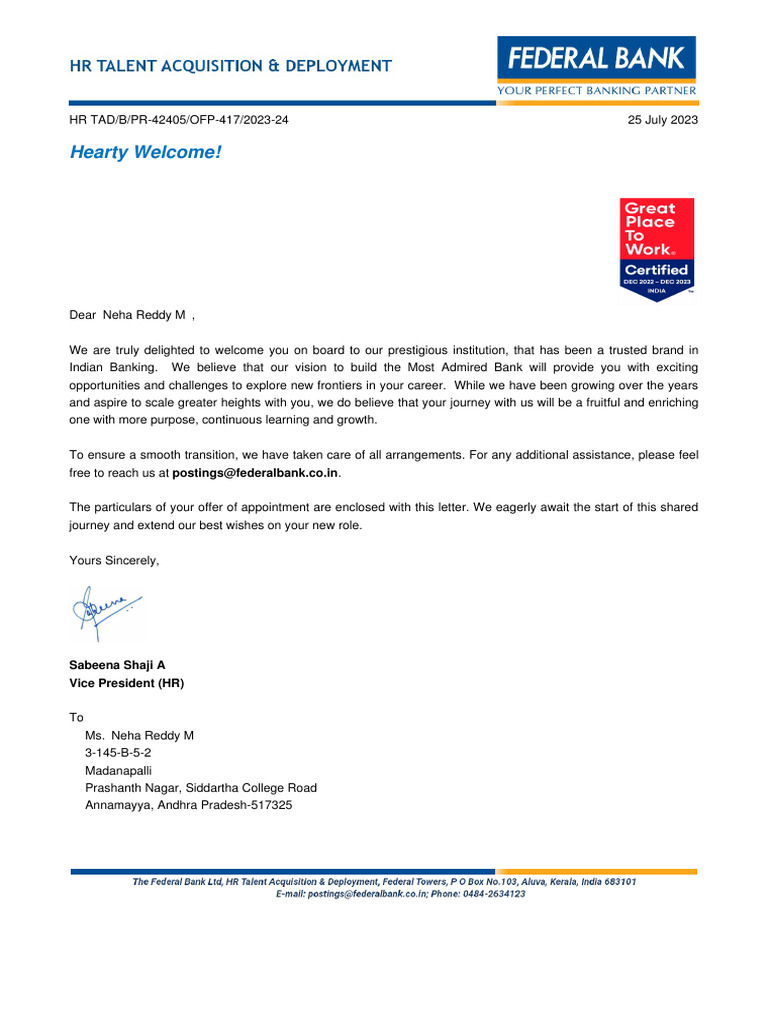 Offer Letter | PDF