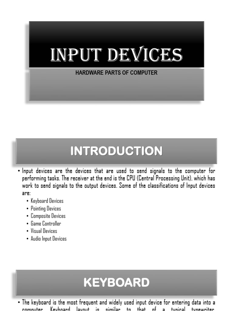Input Devices | PDF | Computer Keyboard | Games & Activities