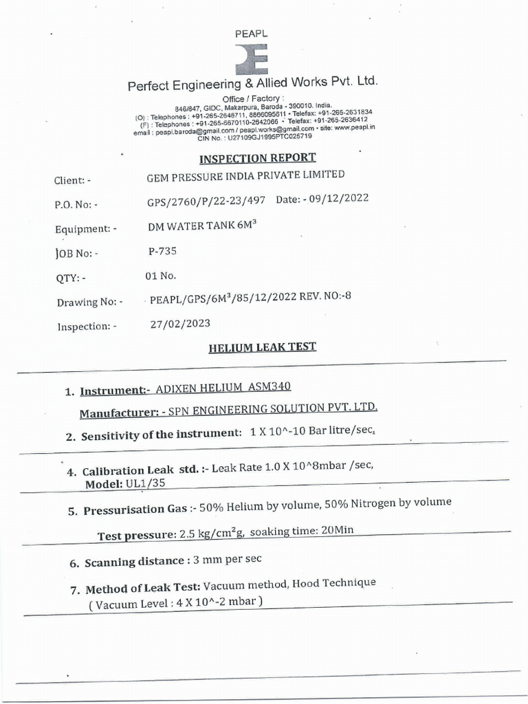 HELIUM TEST REPORT FINAL | PDF