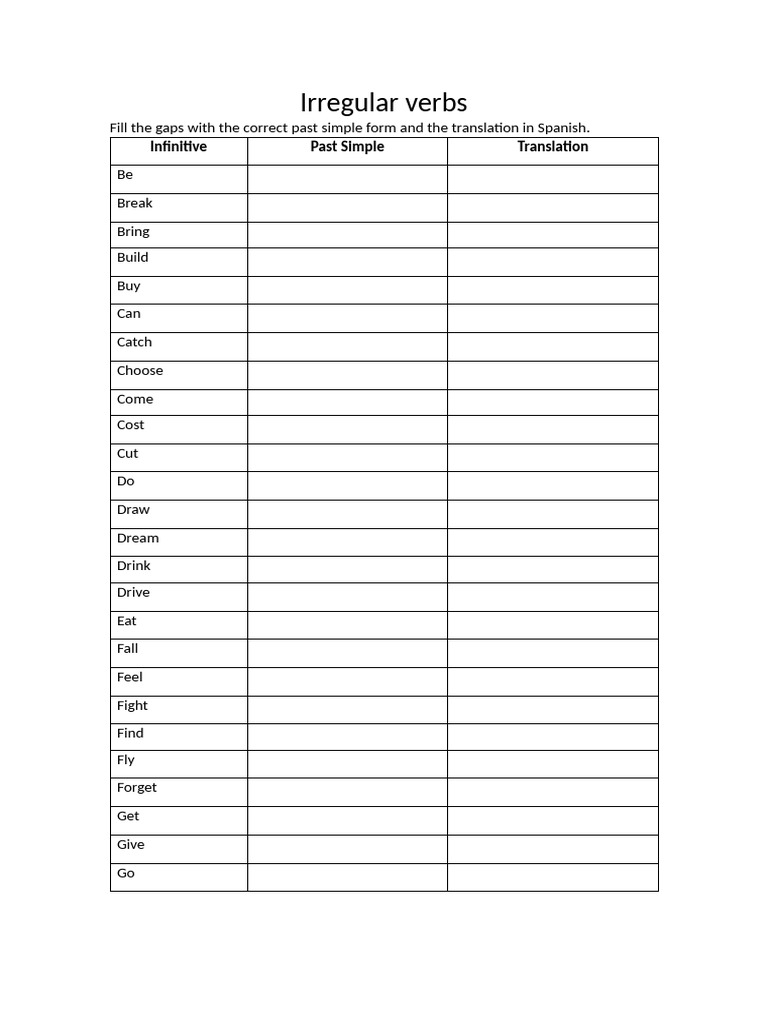 Irregular Verbs Ex | PDF