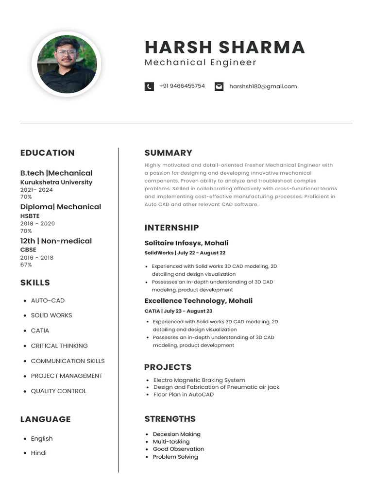 Harsh Resume (Mech) | PDF