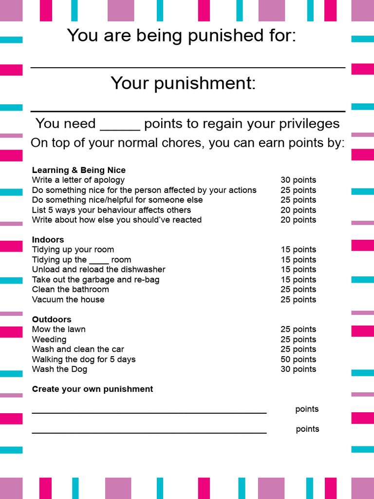 Discipline Chart Template Girl | PDF