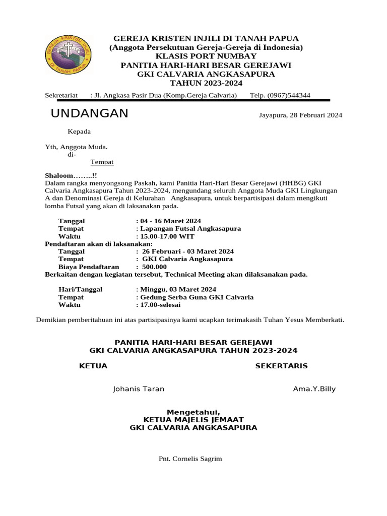 Undangan Futsal & Formulir | PDF