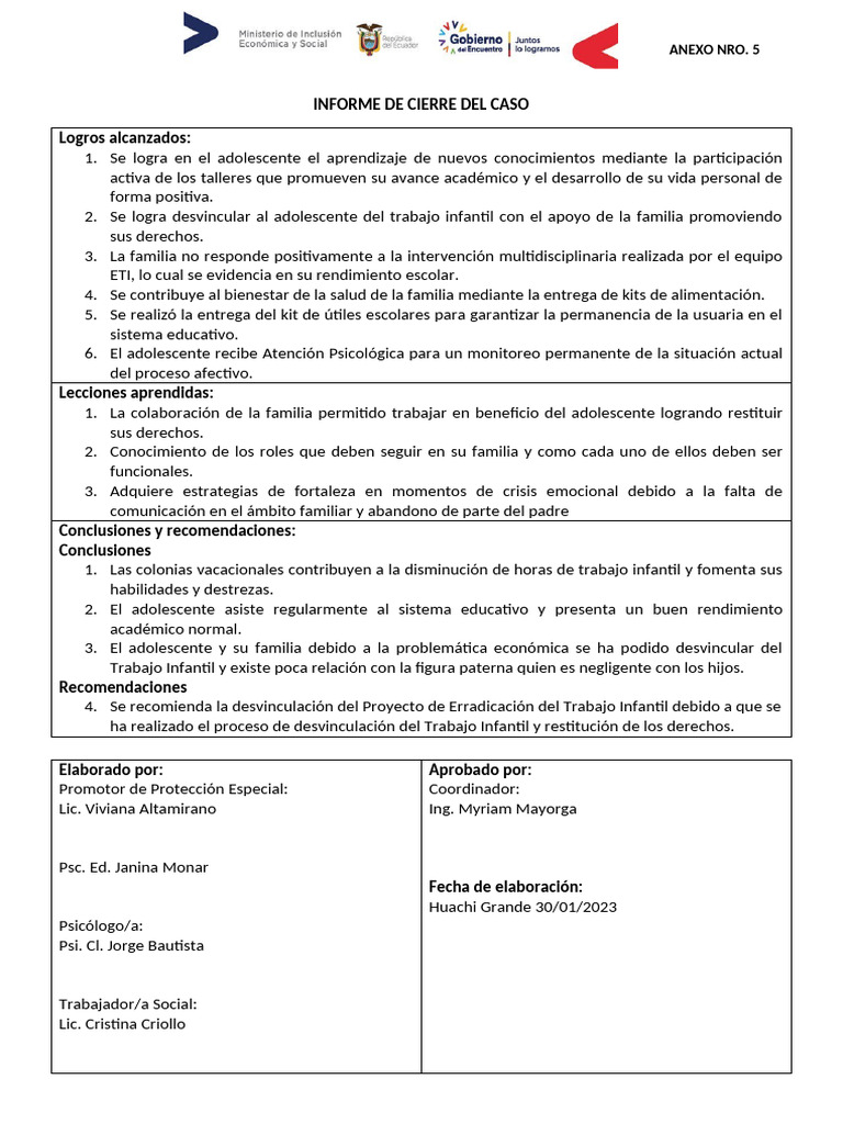 Informe de cierre | PDF