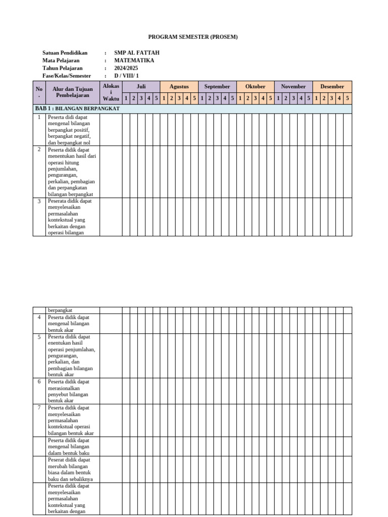 Prosem Kelas 8 - Matematika | PDF