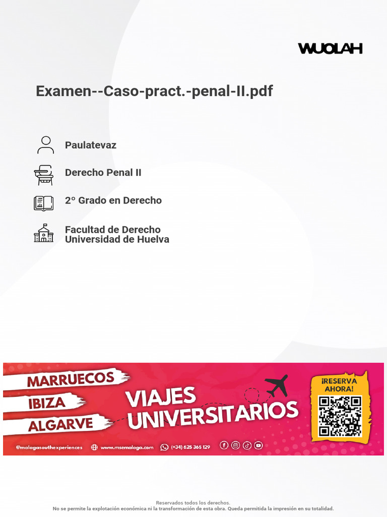 Wuolah Free Examen Caso Pract. Penal II | PDF