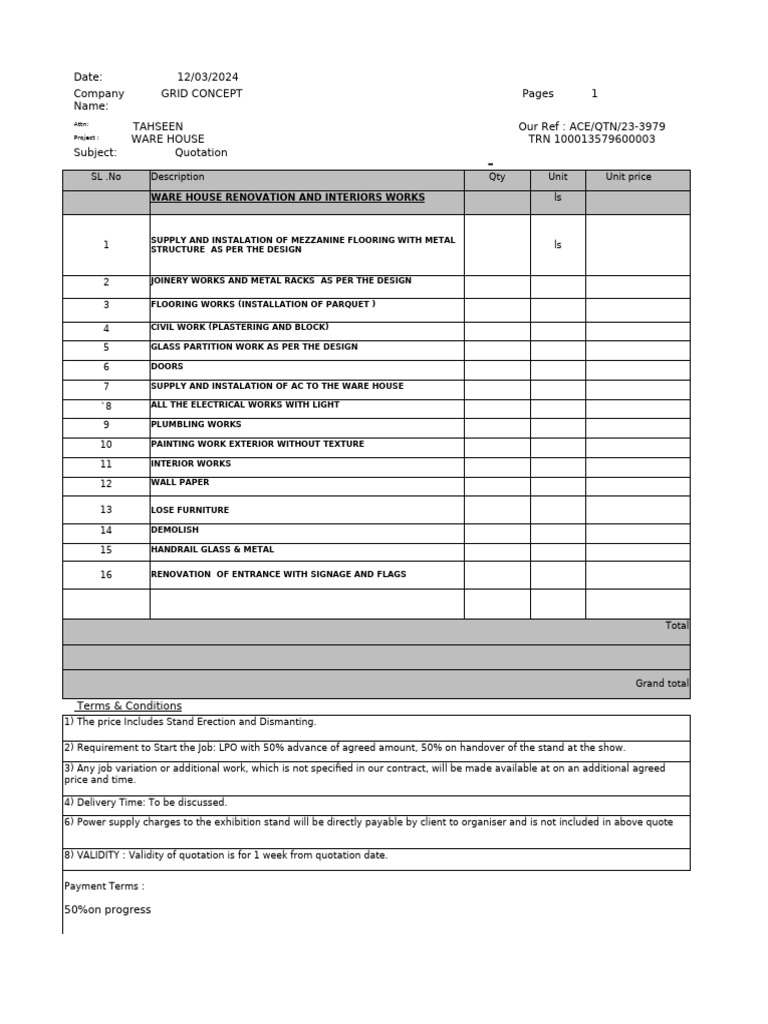 Warehouse Quote | PDF