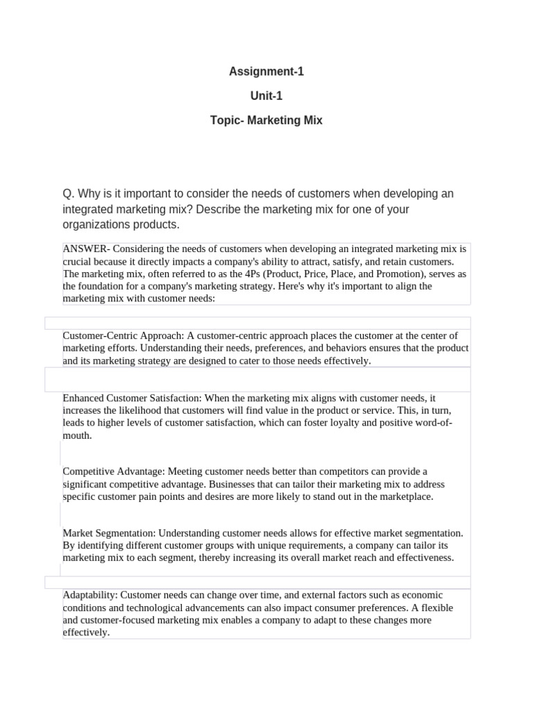 Marketing Assignment 1 | PDF