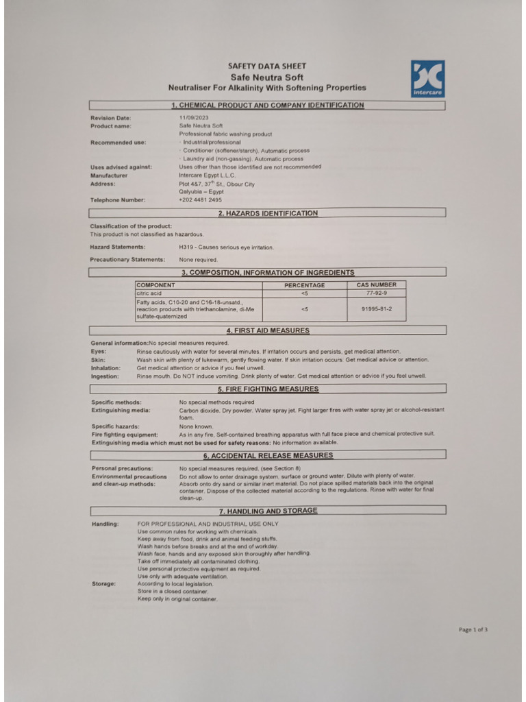Safe Neutra Soft SDS | PDF