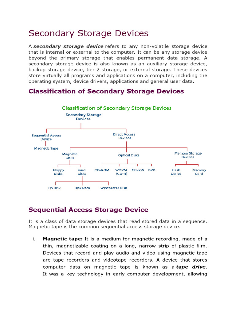 Secondary Storage Devices | PDF
