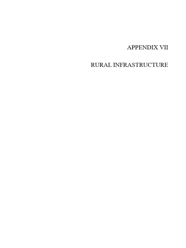Appendix Vii Rural Infrastructure | PDF