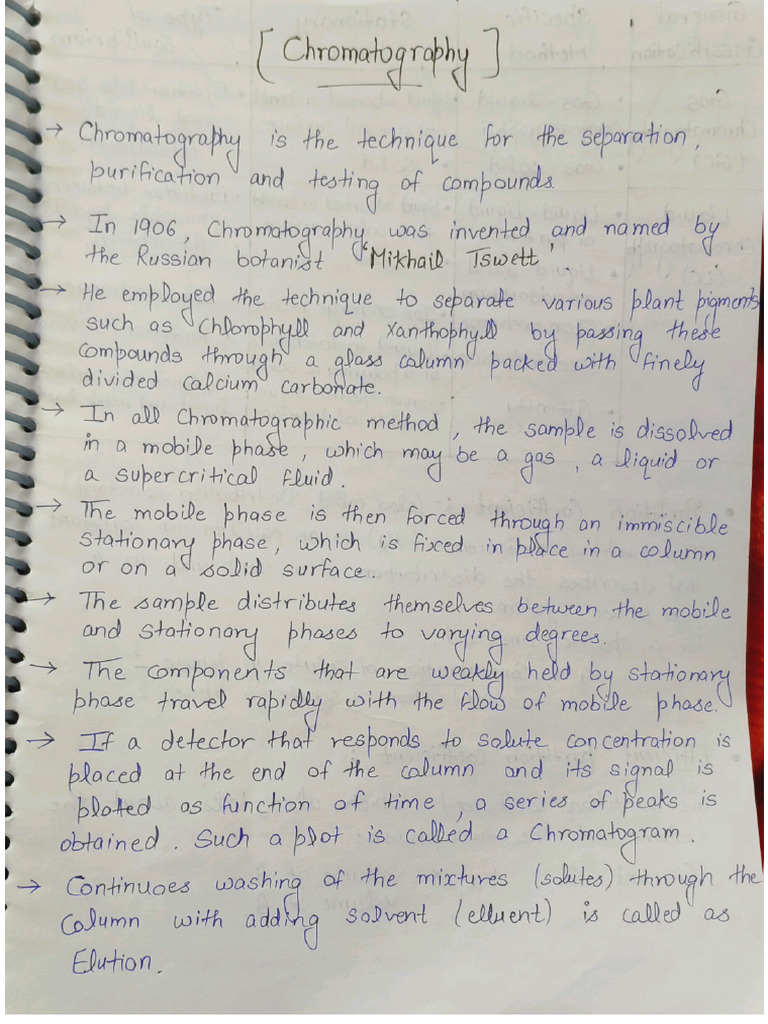 Chromatography Class Notes | PDF