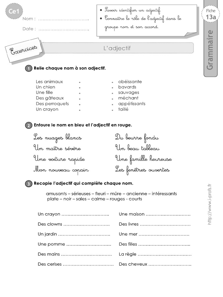 Exercices Adjectifs 2 | PDF