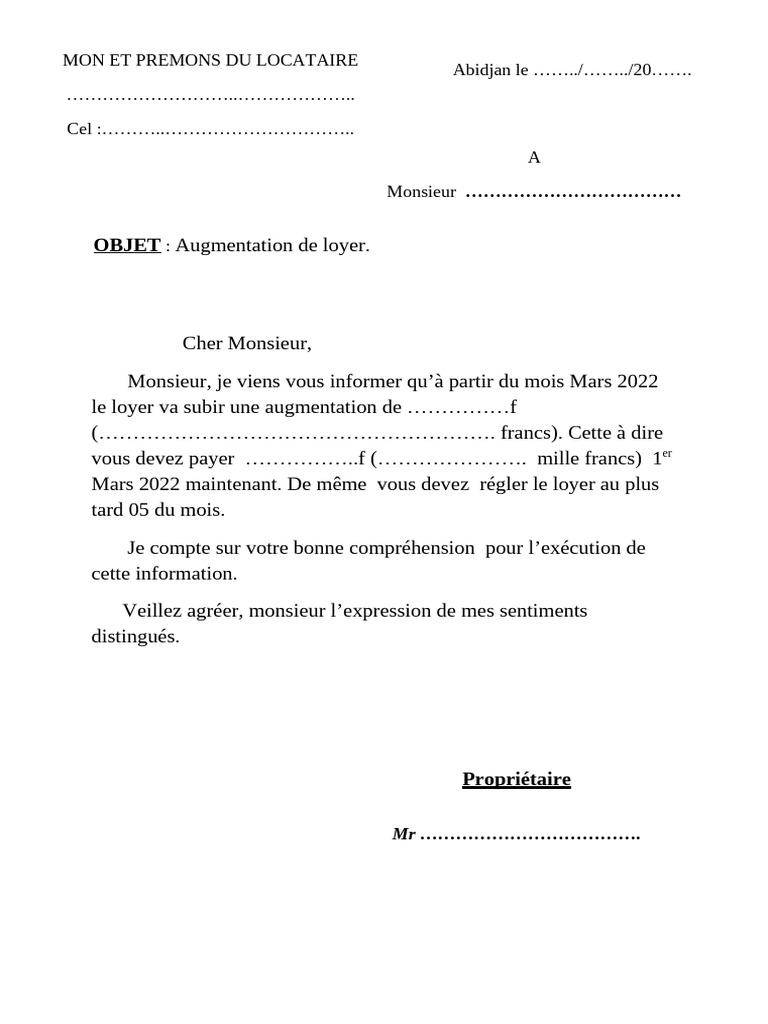 Augmentation de Loyer SIMPLE 2022 | PDF